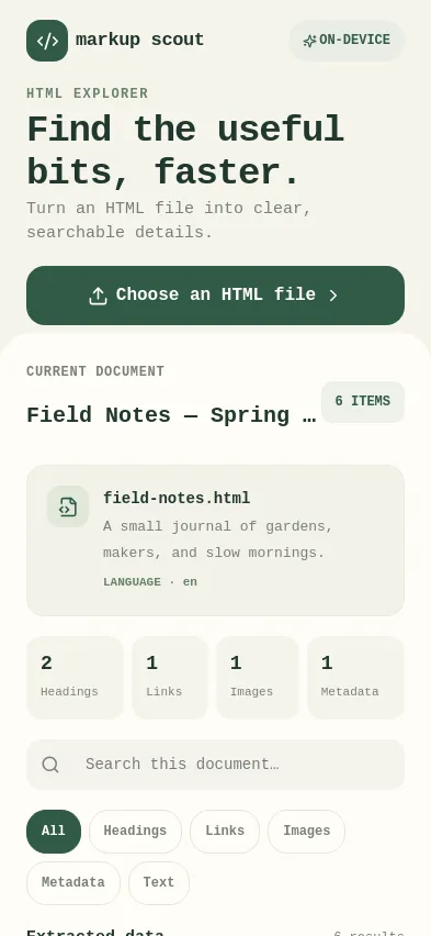 HTML Data Extractor App