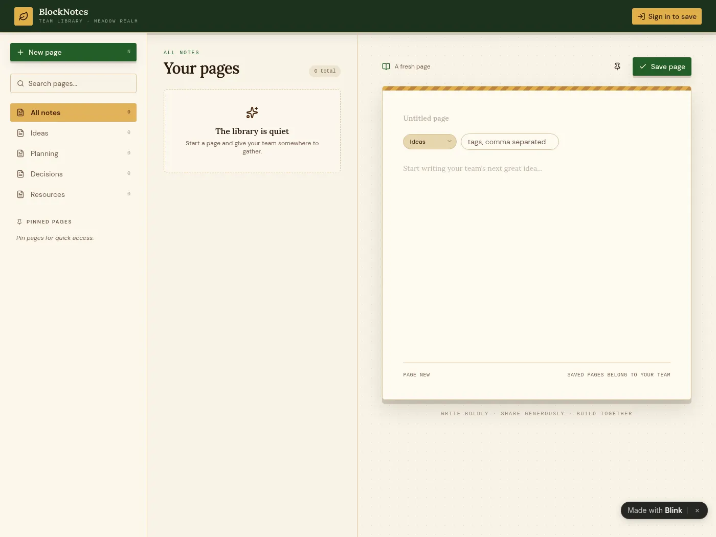 BlockNotes for Teams