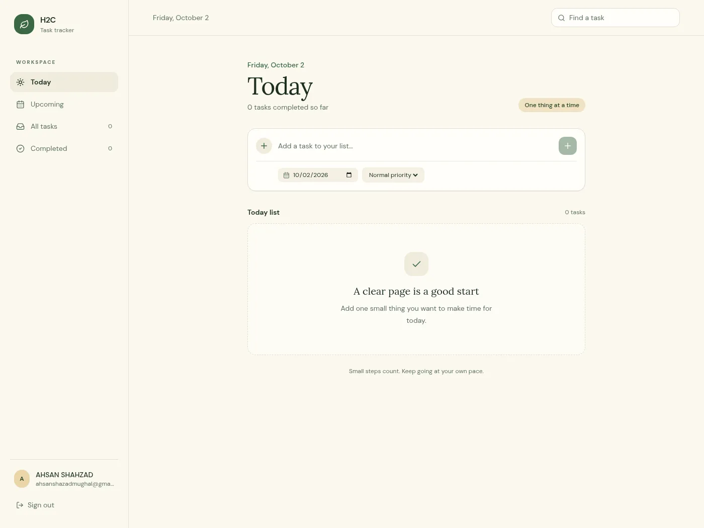 H2C Task Tracker