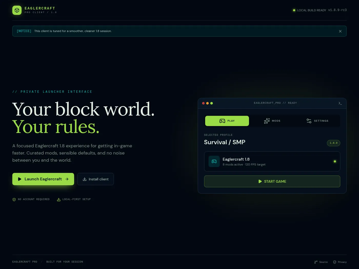 Eaglercraft Pro Web Client