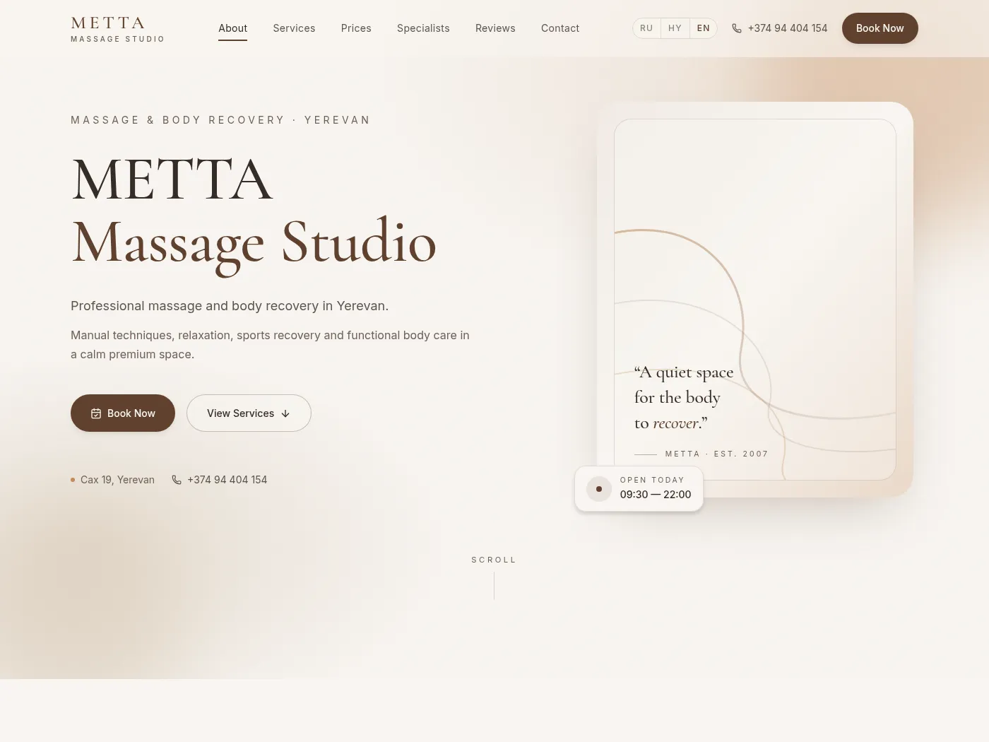 METTA Massage Studio Site