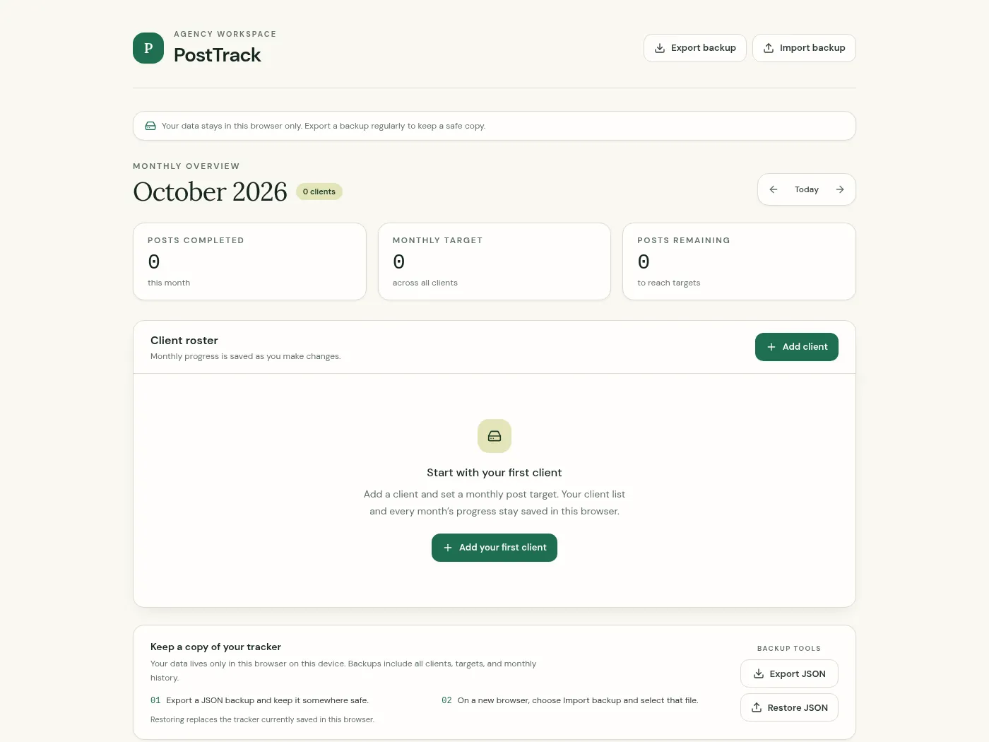 PostTrack Dashboard