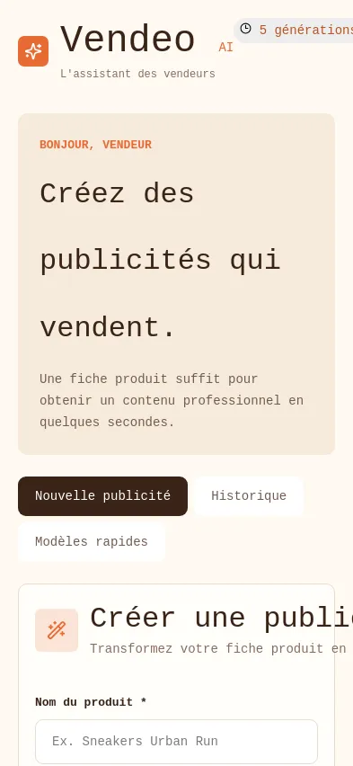 Vendeo AI Mobile