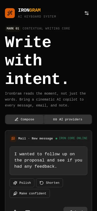 IronGram iOS Keyboard