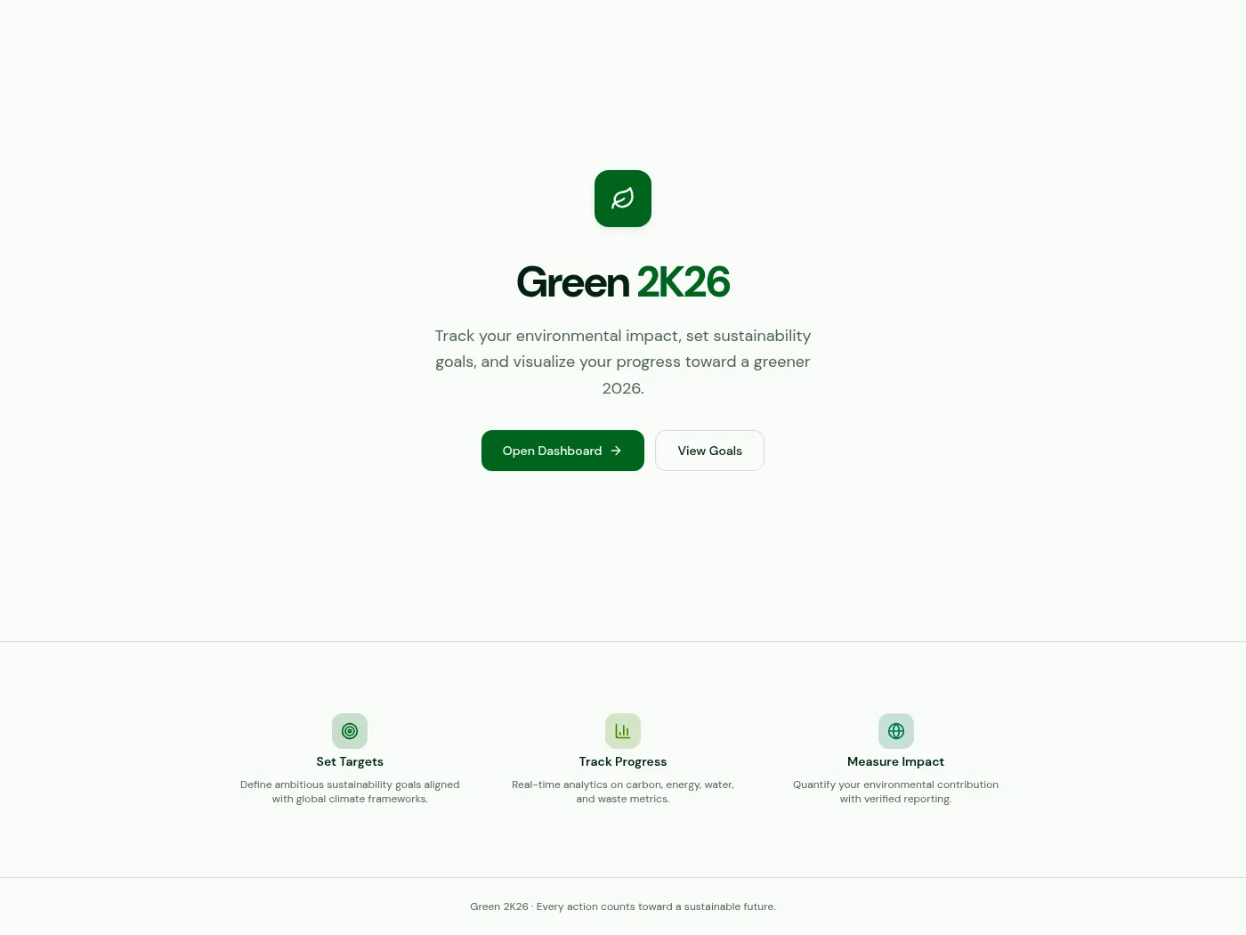 Green 2K26 Dashboard
