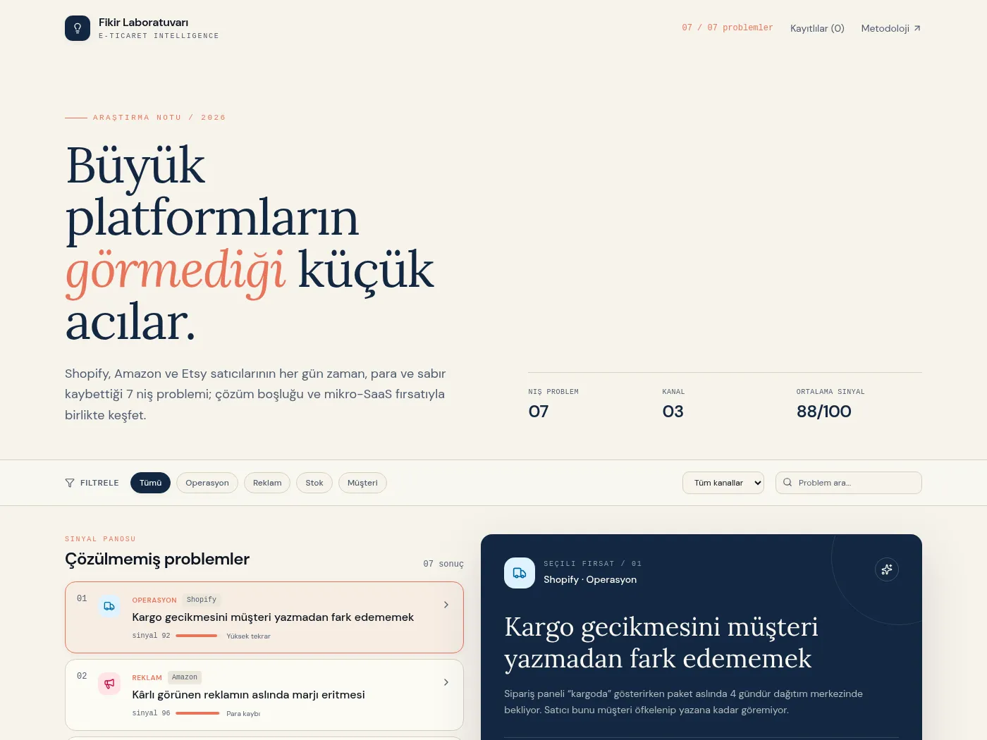 E-Ticaret Mikro-SaaS Hub