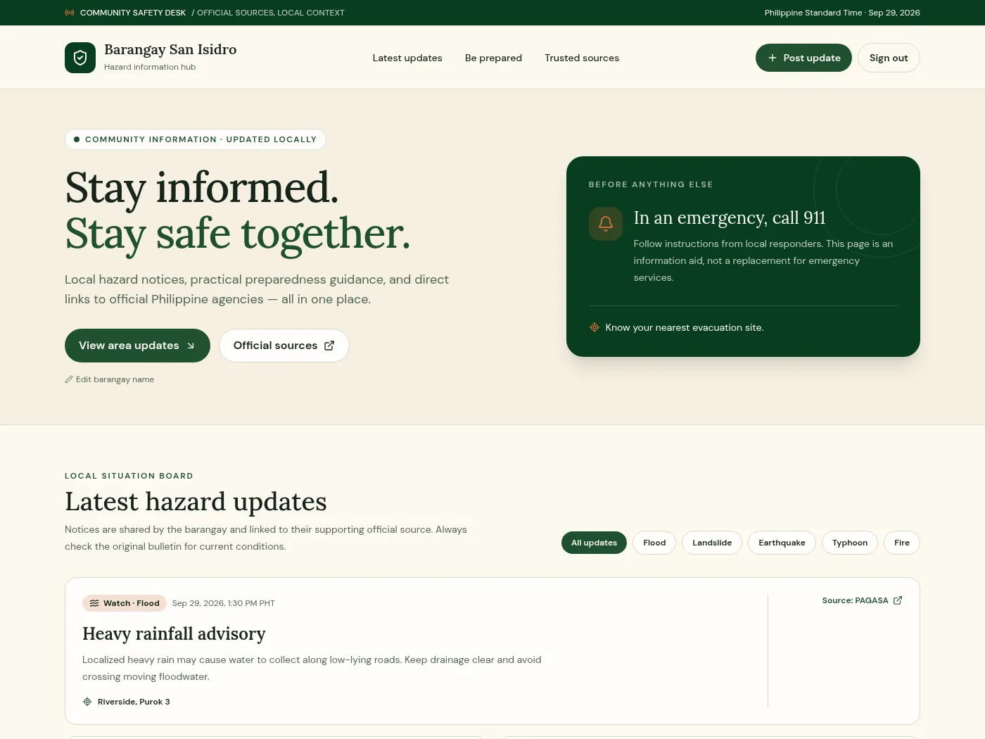 Barangay Hazard Info Hub