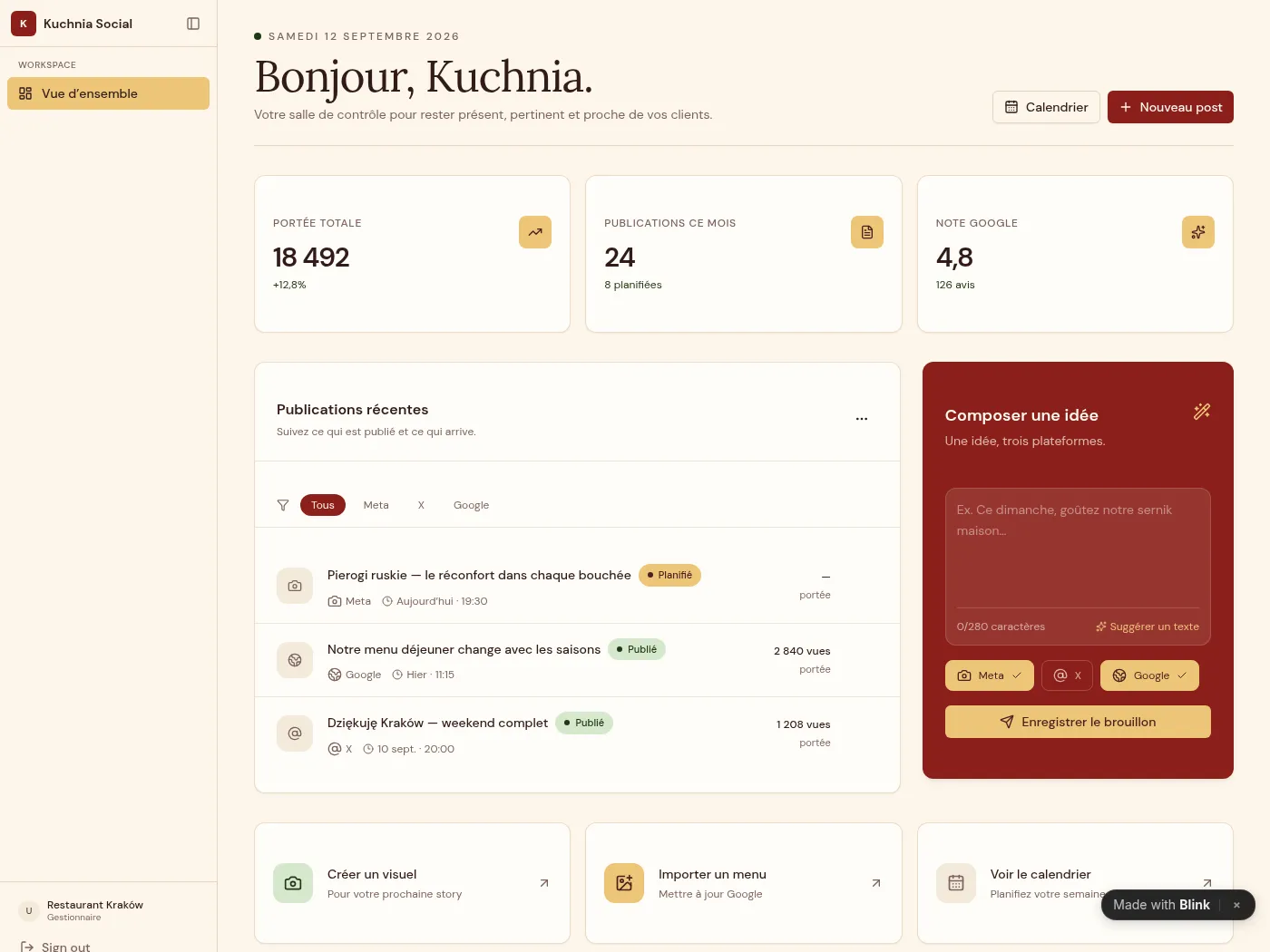Social Hub pour Restaurants