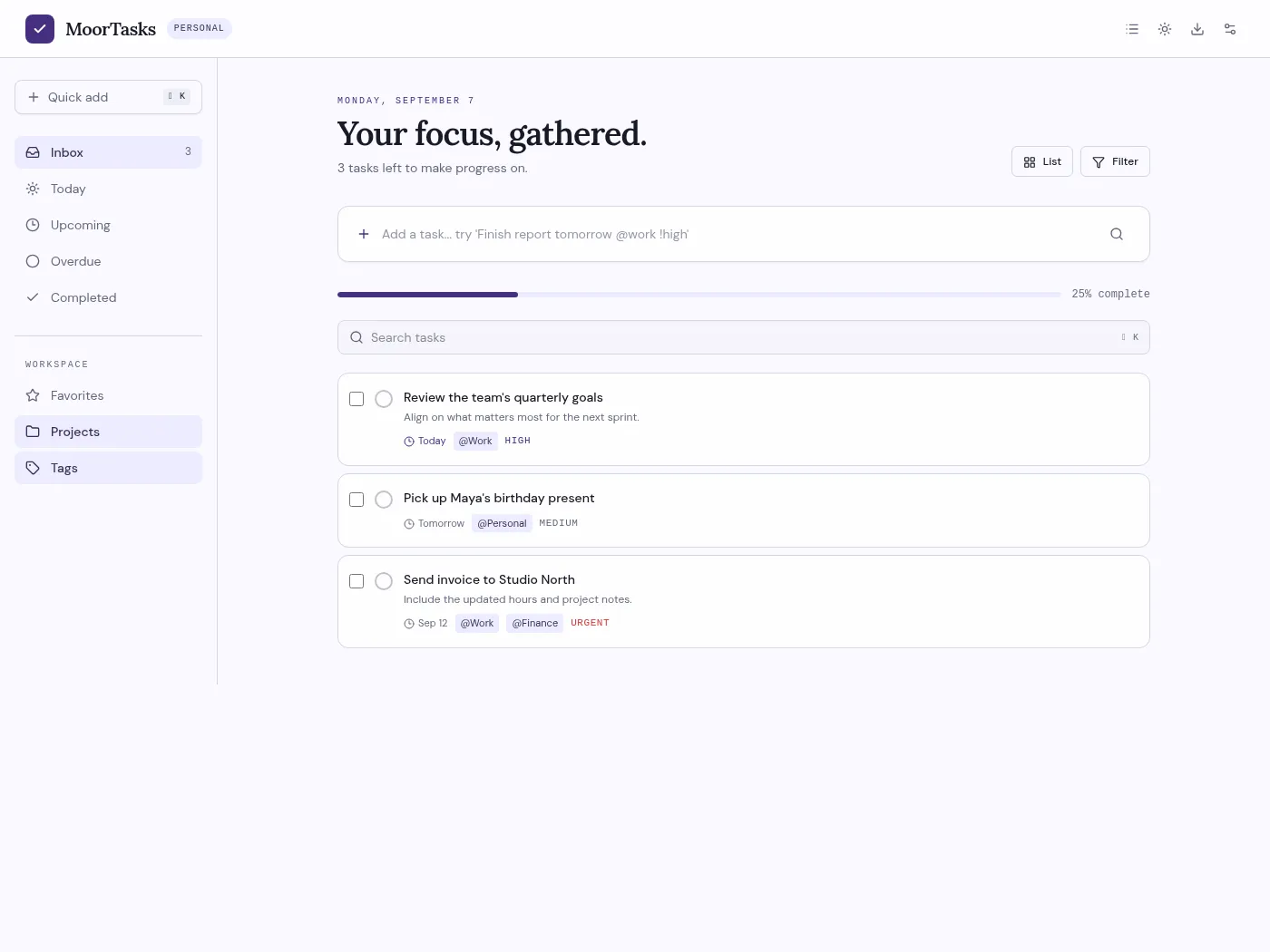 MoorTasks Task Manager
