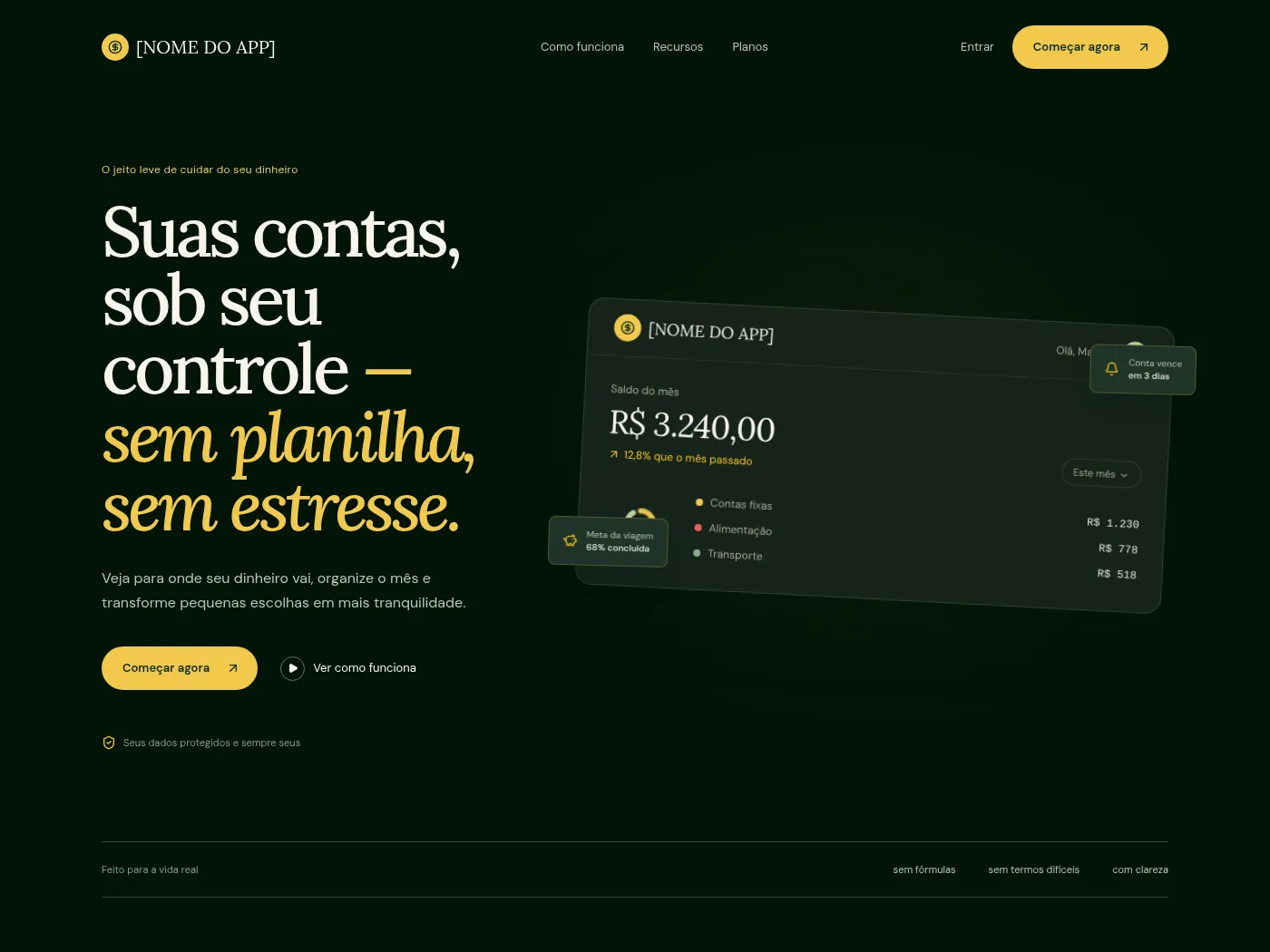 Controle Verde Landing