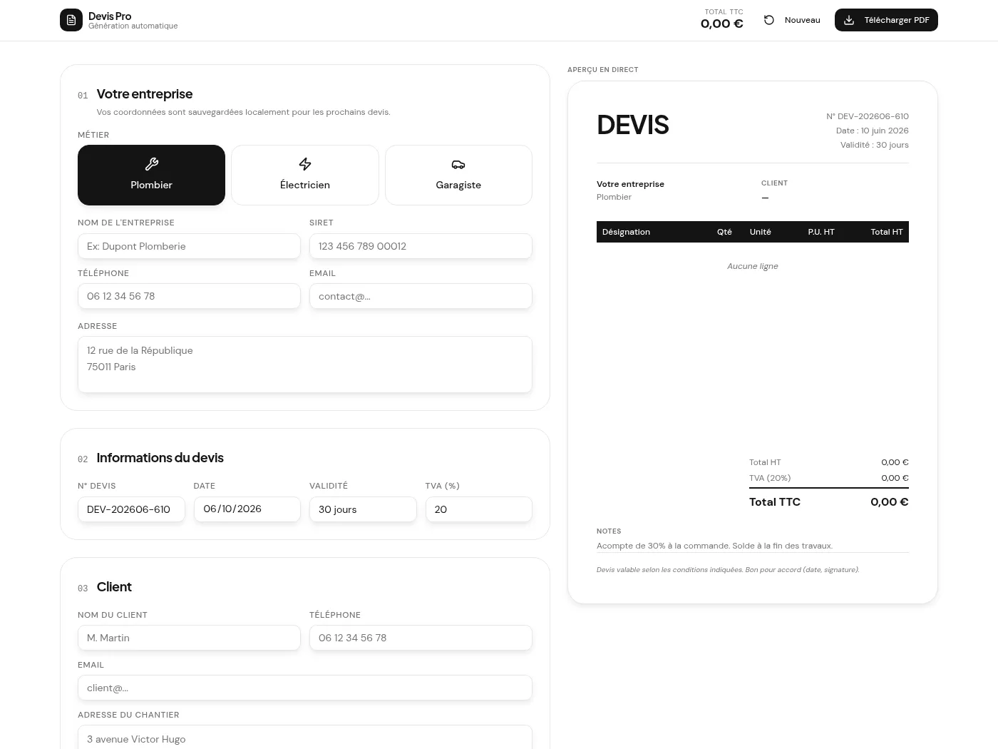 Devis Pro Automatique