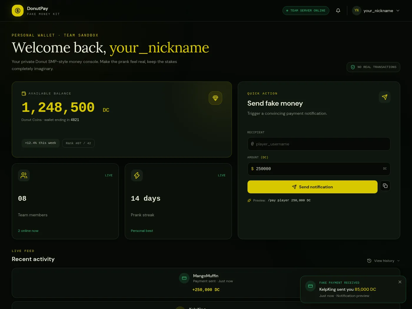 Donut SMP Fake Money Kit
