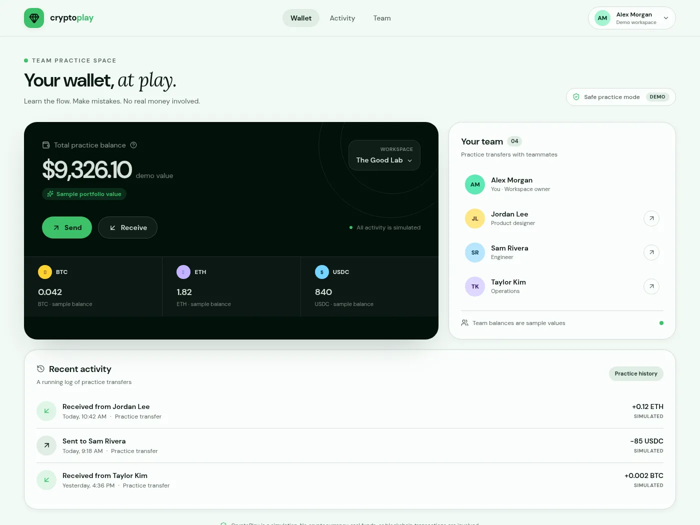 CryptoPlay Wallet Simulator