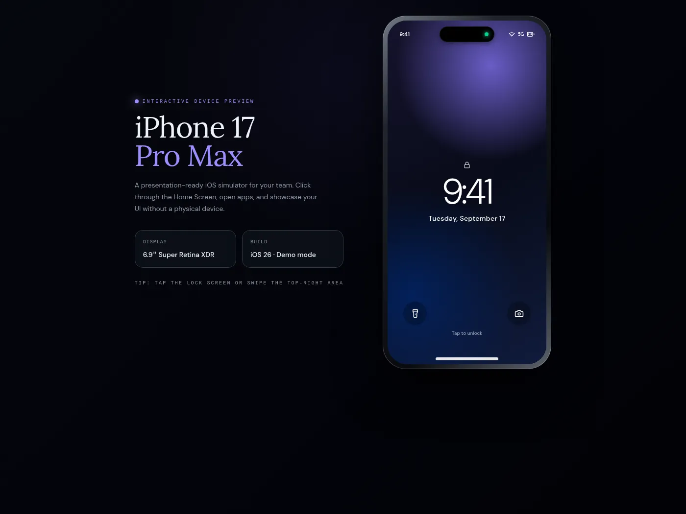 iPhone 17 Pro Max Simulator