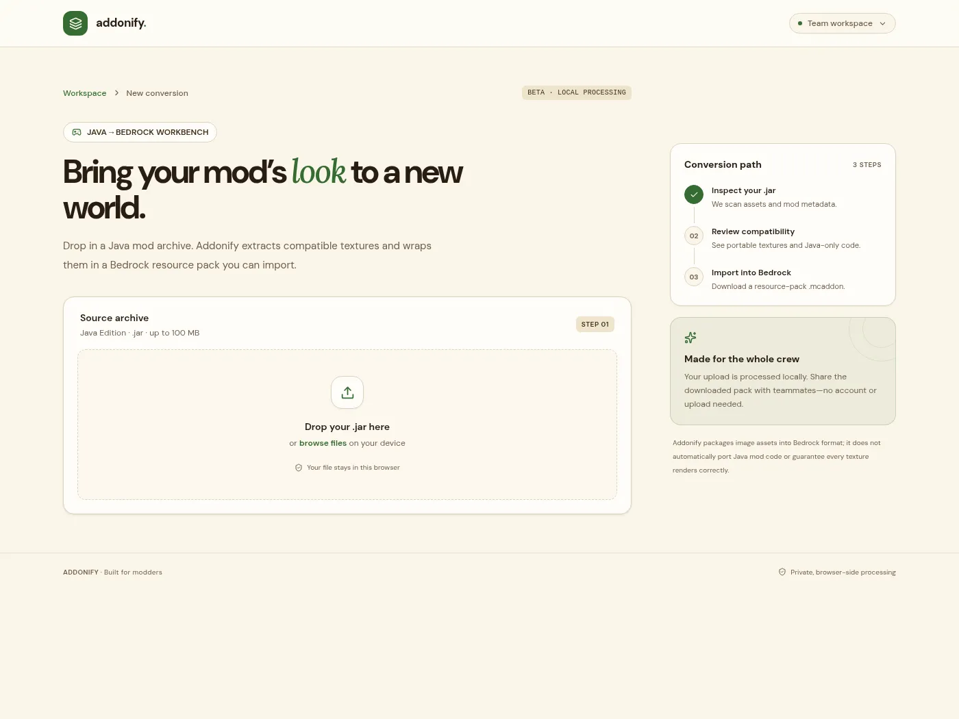 Addonify: Minecraft Mod Converter
