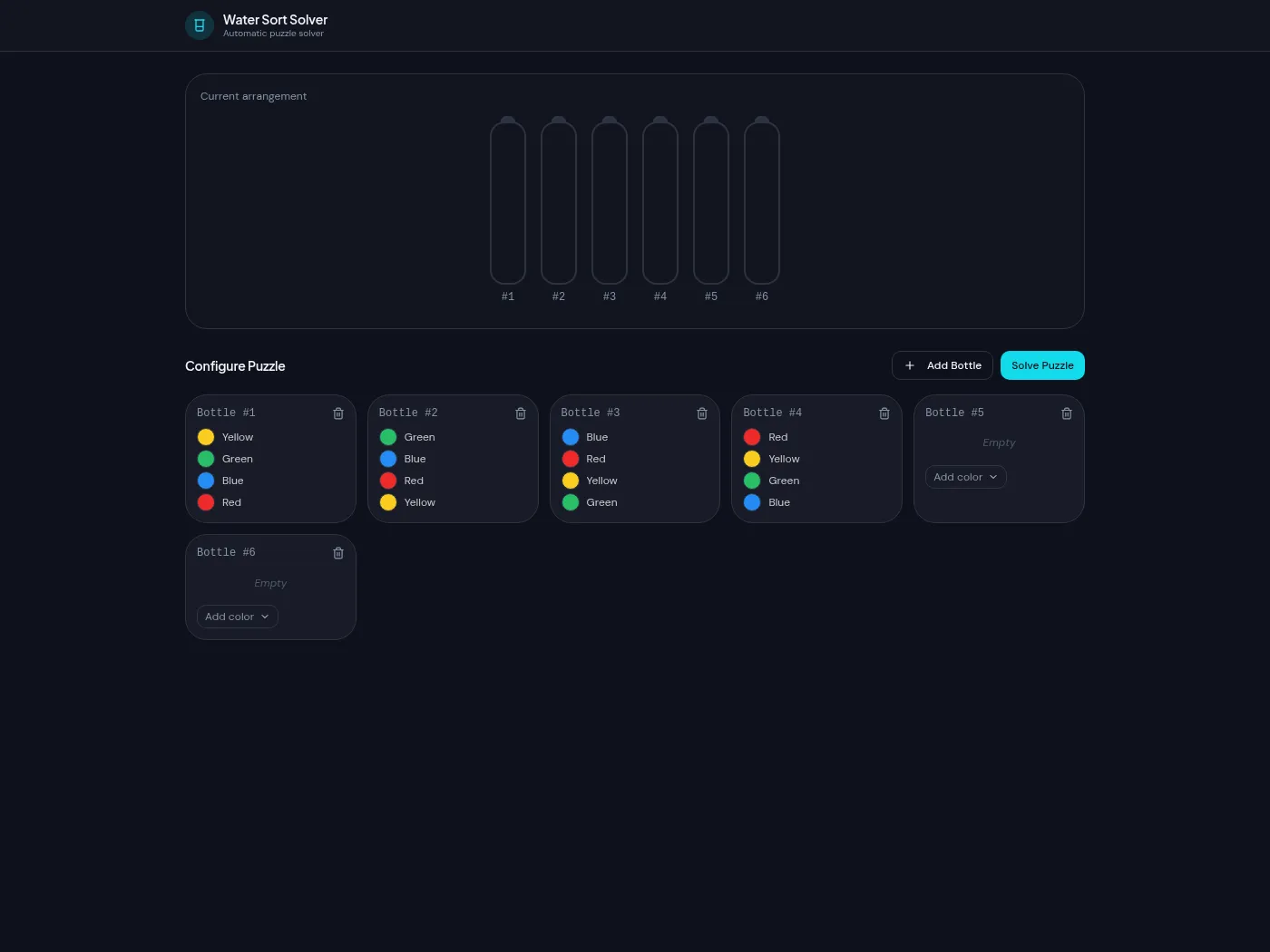 Auto Water Sort Solver