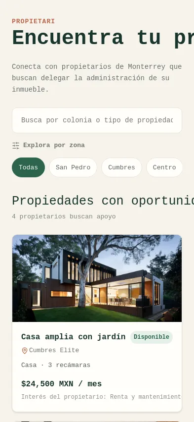 Propiedad Admin Match