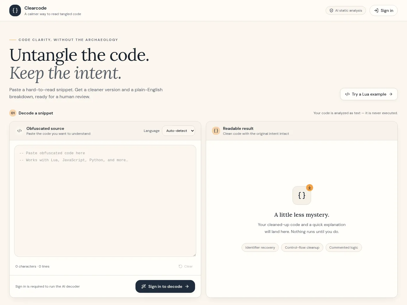 Code Obfuscation Decoder
