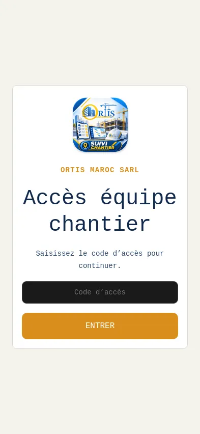 ORTIS Chantier Mobile App