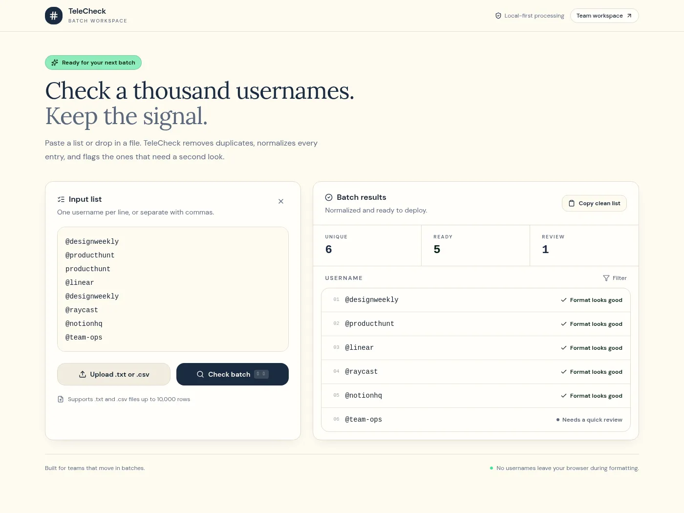 TeleCheck Batch Tool