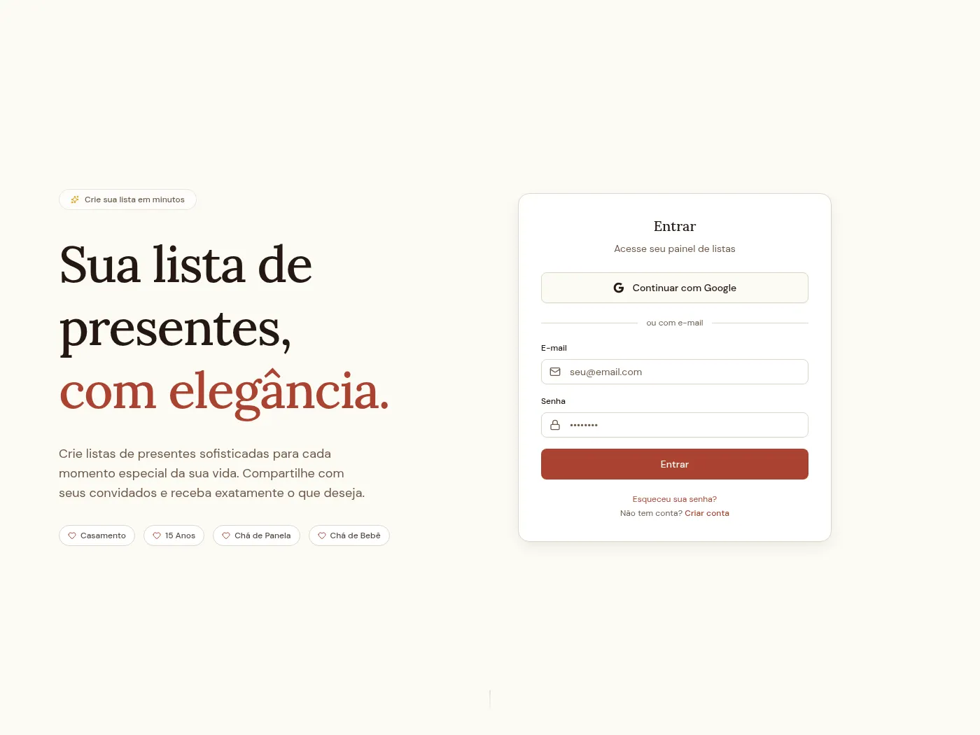 Lista de Presentes SaaS