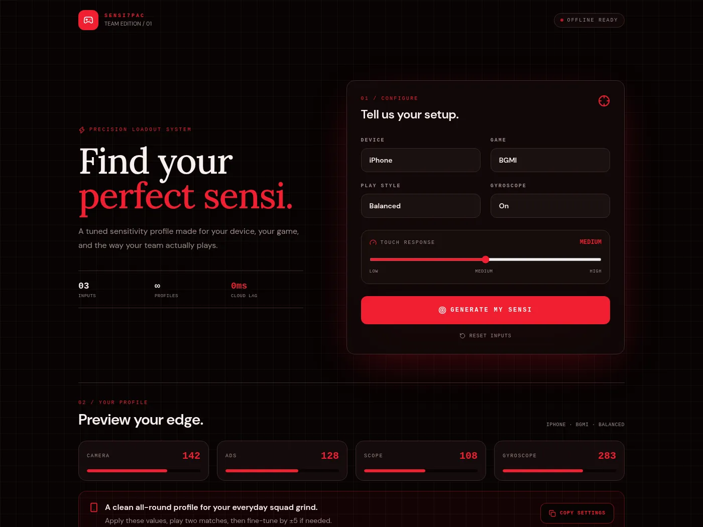 SENSI7PAC Sensitivity Generator