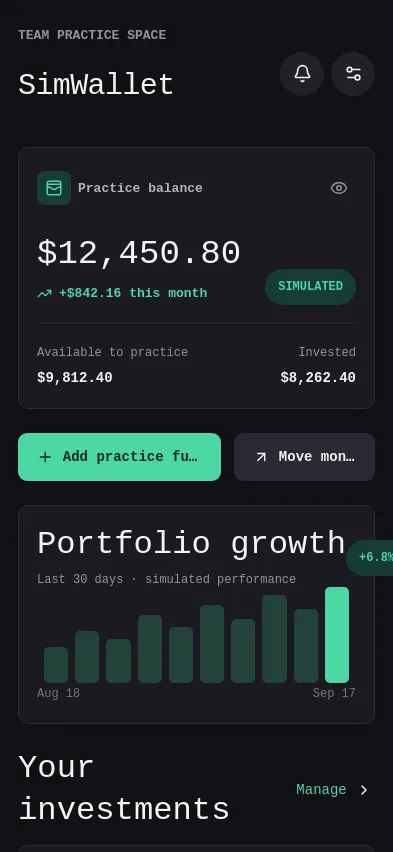 SimWallet Practice App