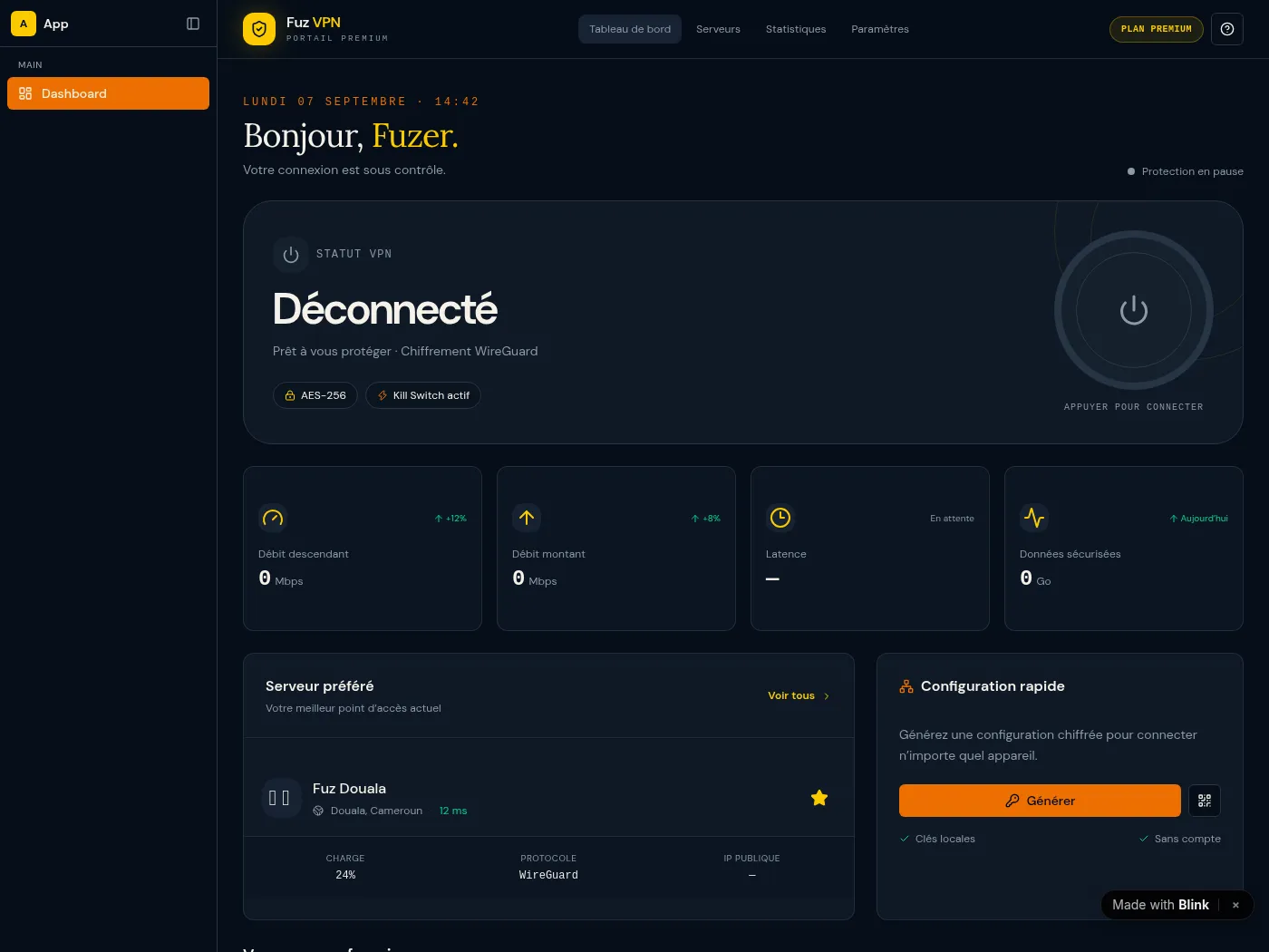 Fuz VPN Dashboard