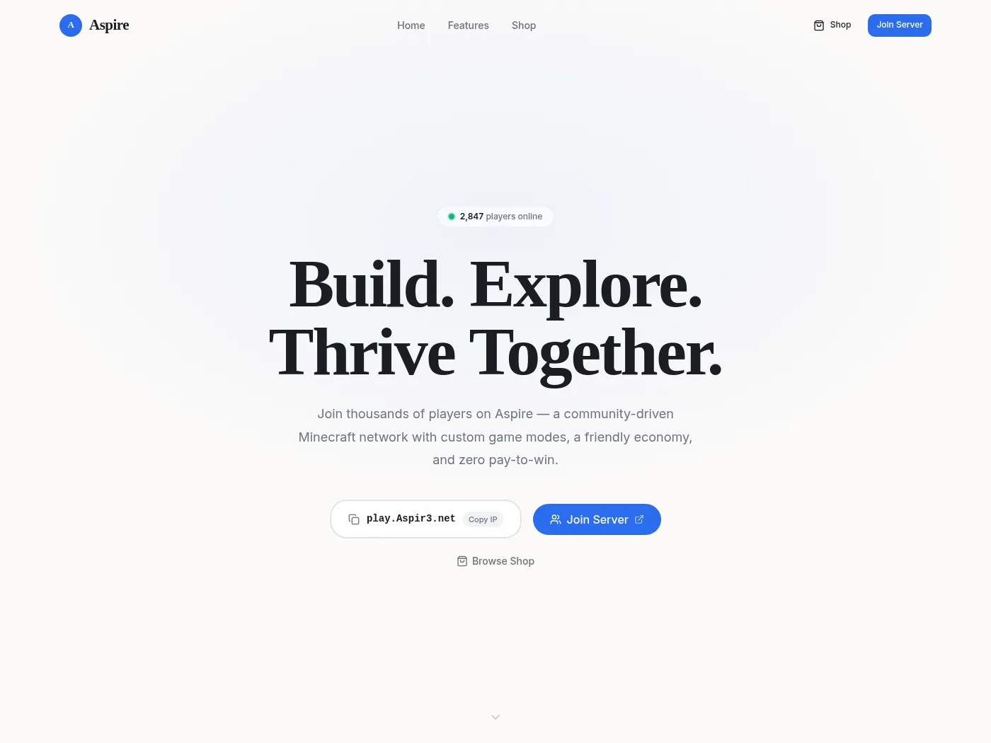 Aspire Network Landing Shop