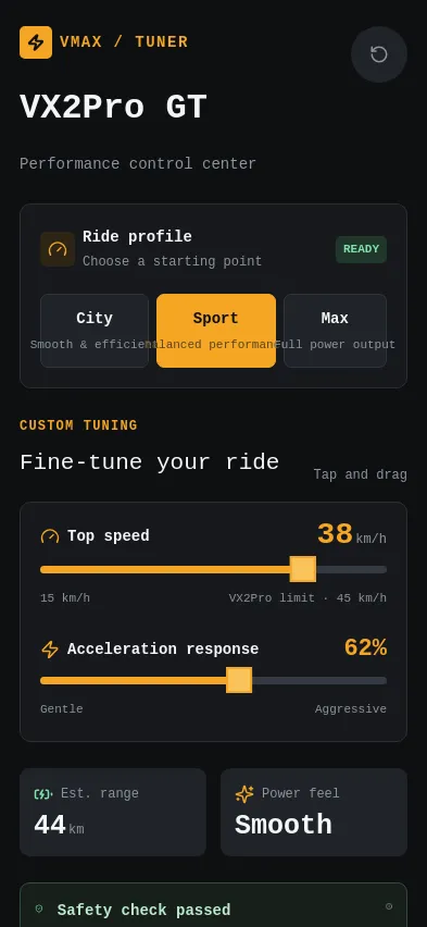 Vmax E-Scooter Tuner
