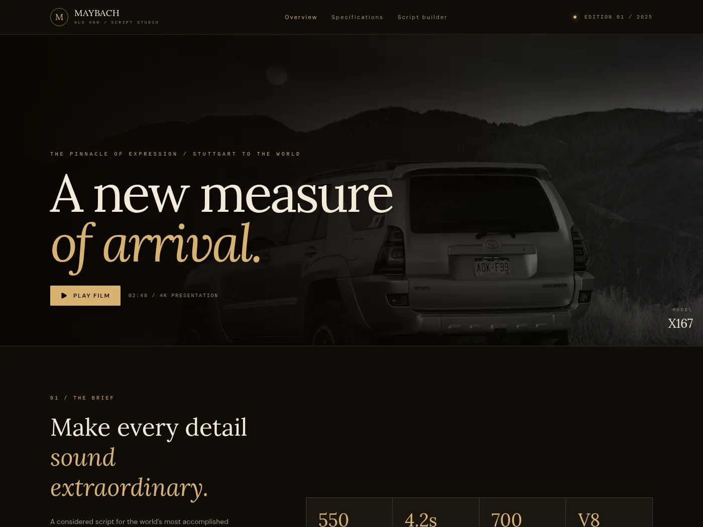 Maybach GLS600 Spec Script