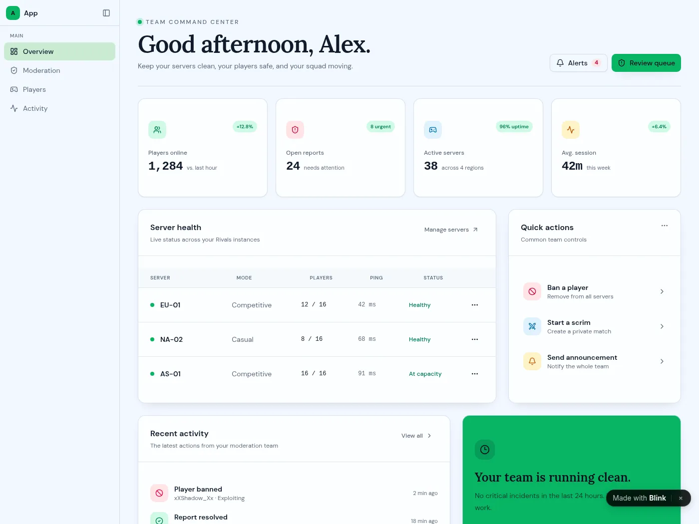 Rivals Admin Dashboard