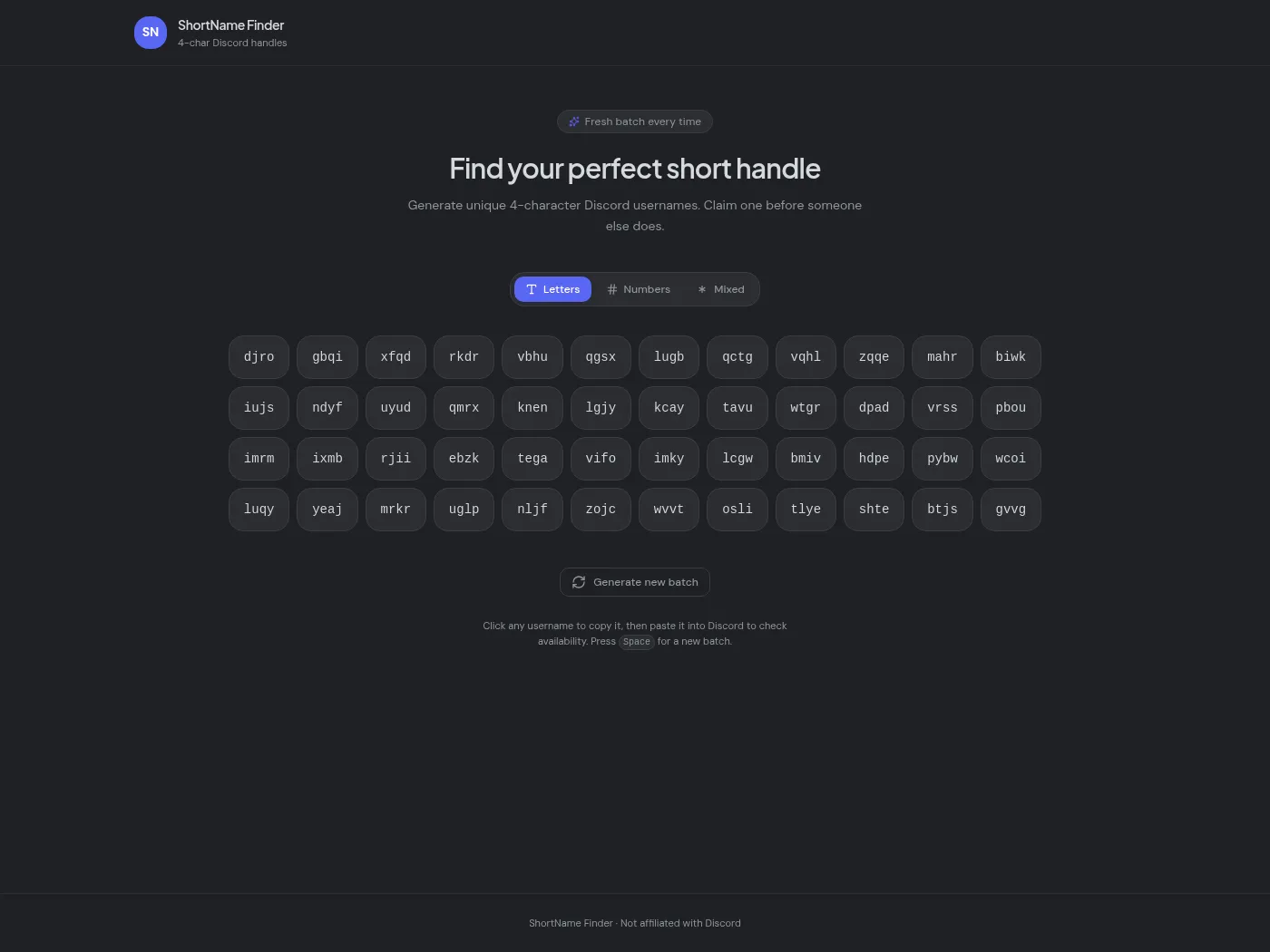 ShortName Discord Finder