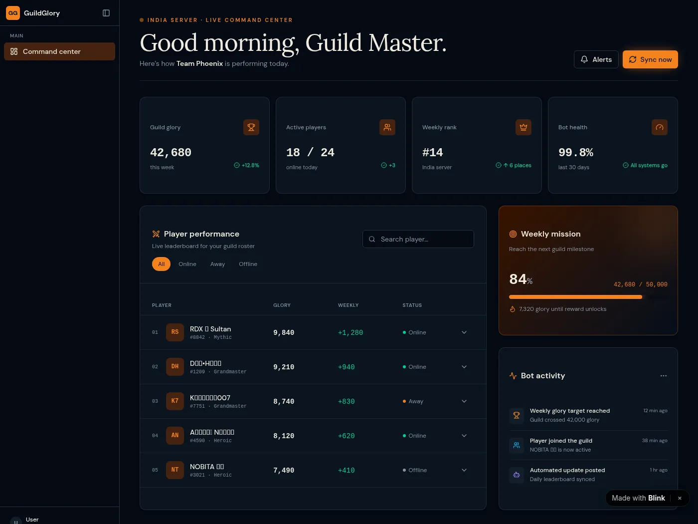 GuildGlory Bot Dashboard