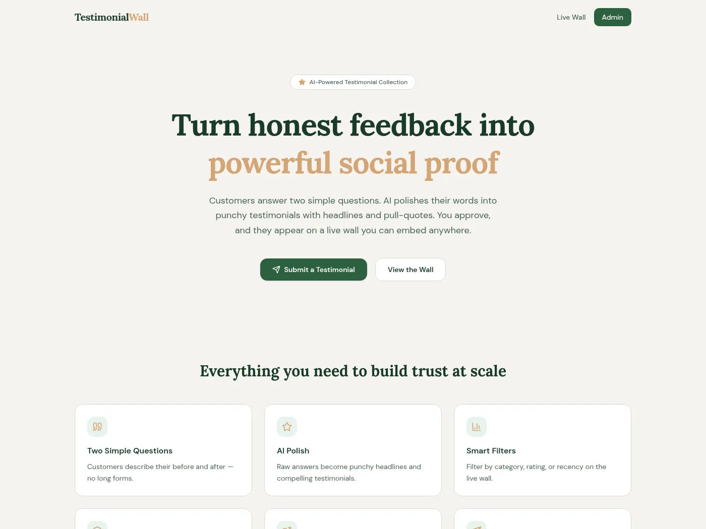 Testimonial AI Wall