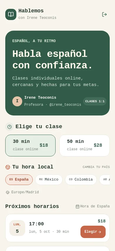 Español Class Booker