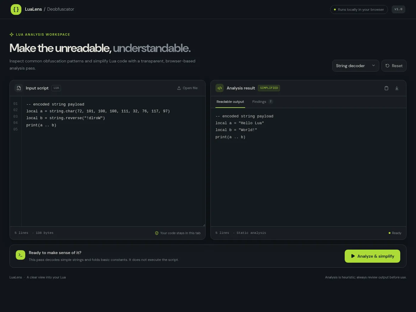 Lua Deobfuscator Pro