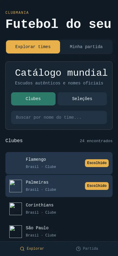 ClubMania Futebol App