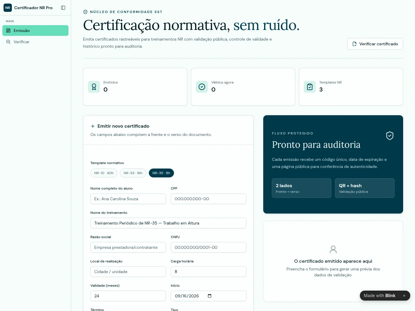 Certificador NR Pro