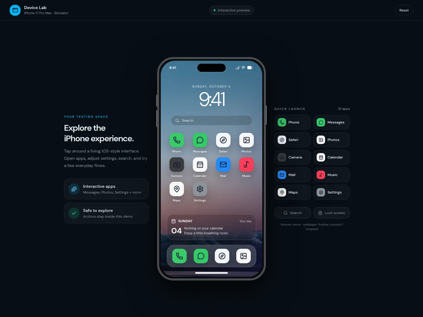 iPhone 17 Browser Simulator