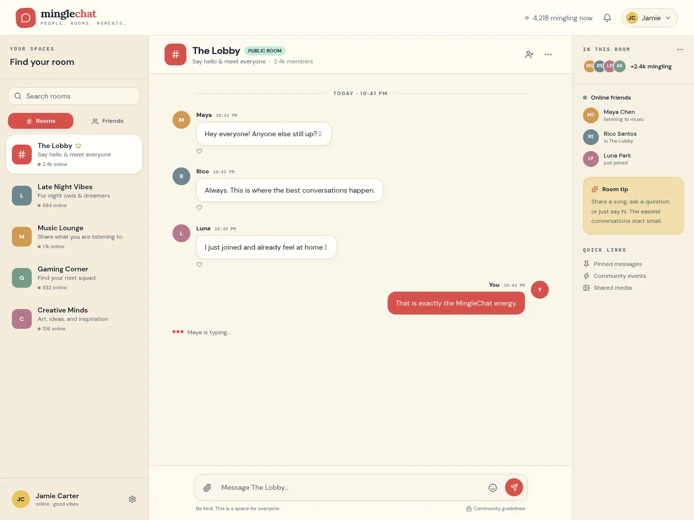 MingleChat Room Community