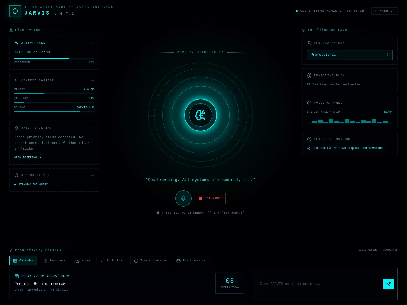 JARVIS HUD Web App