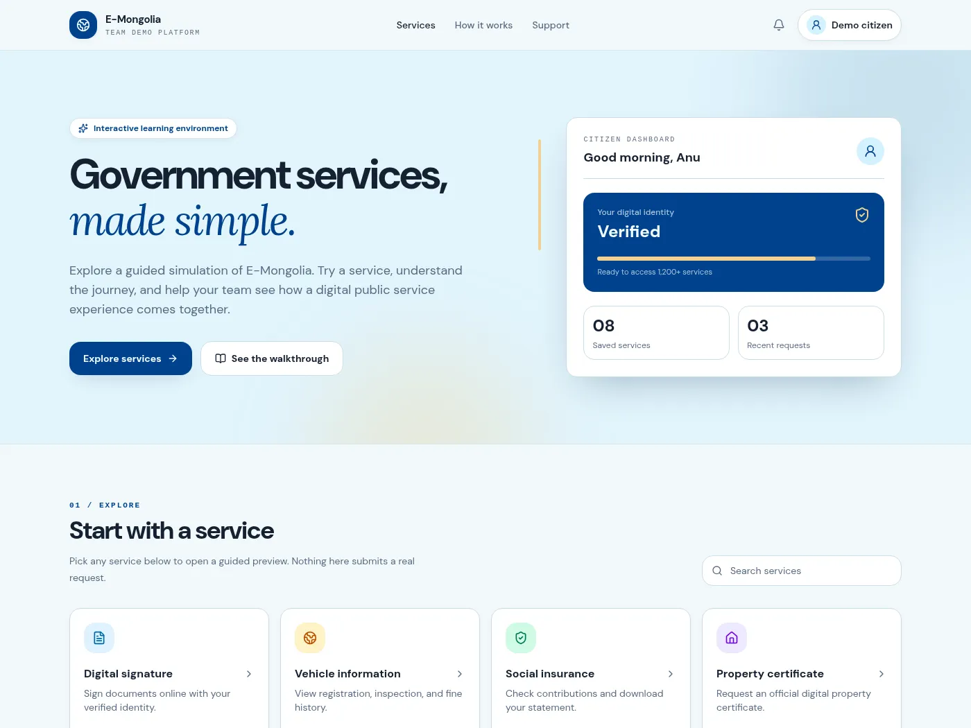 E-Mongolia Platform Demo