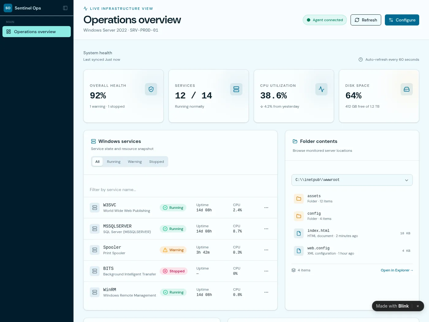 Server Service Dashboard
