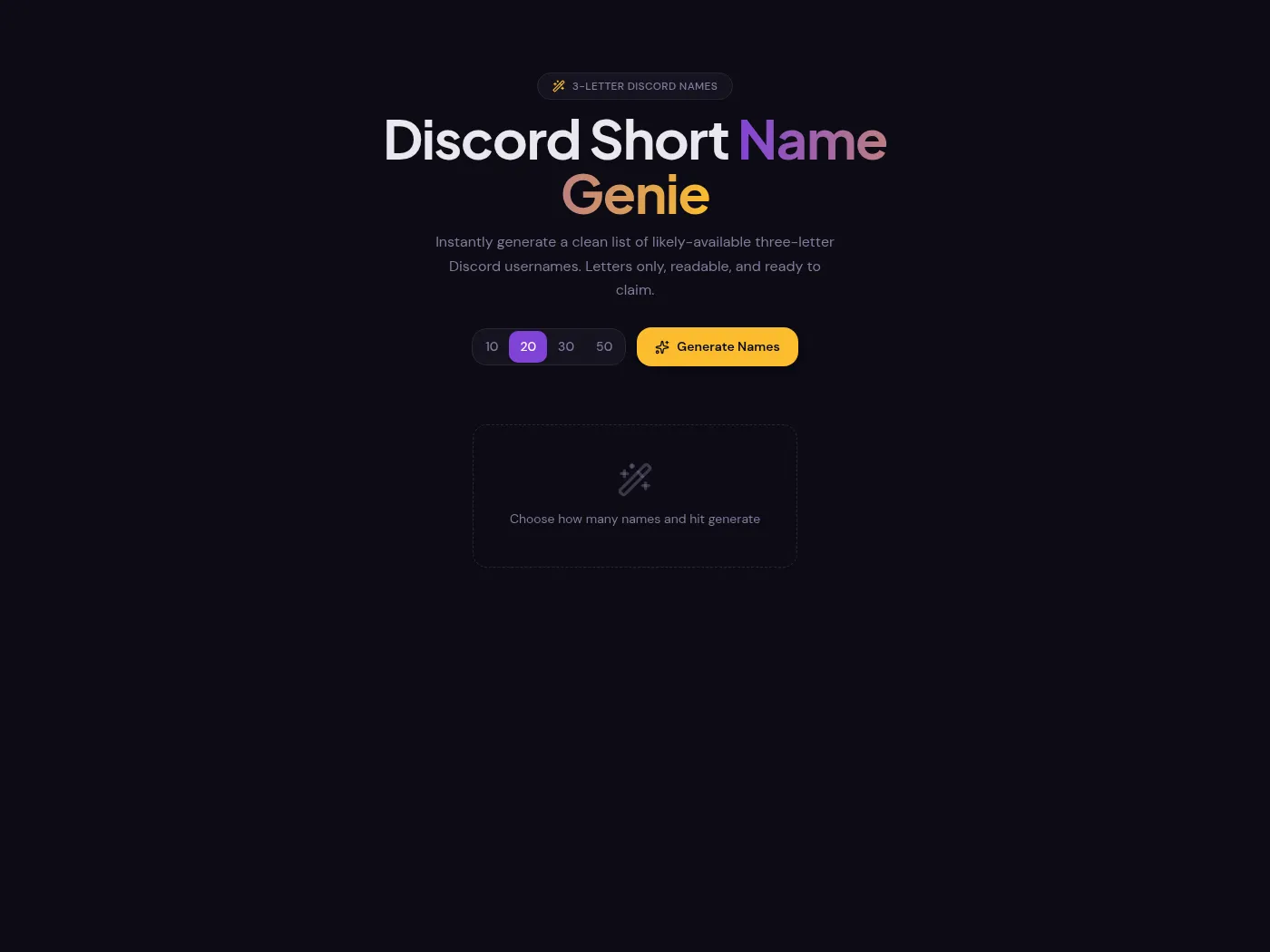 Discord Short Name Genie