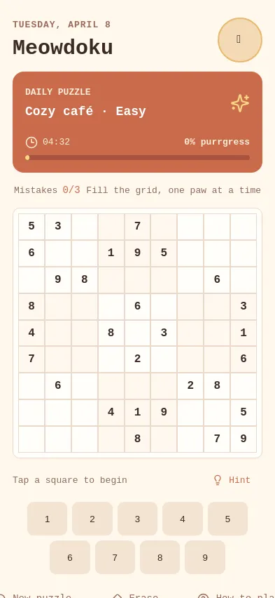 Meowdoku Puzzle Game