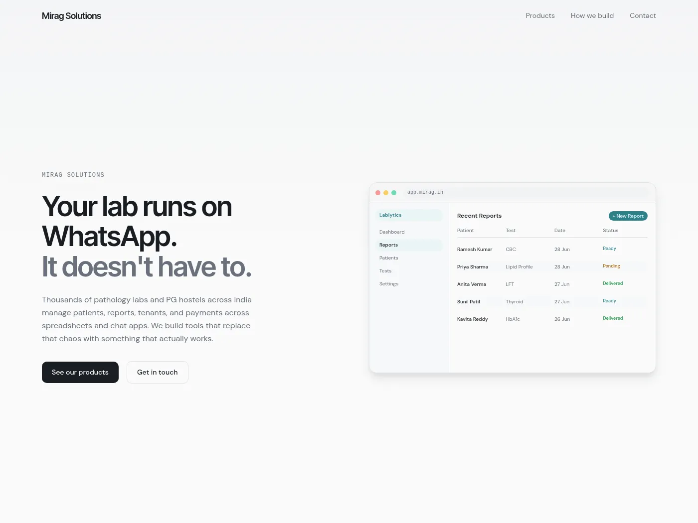 Mirag Solutions Website