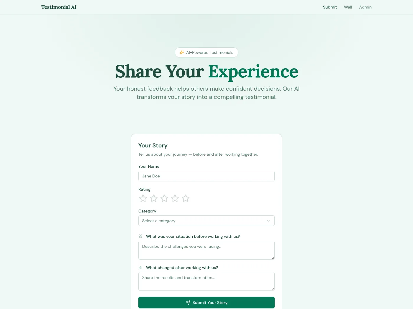 Testimonial AI Wall