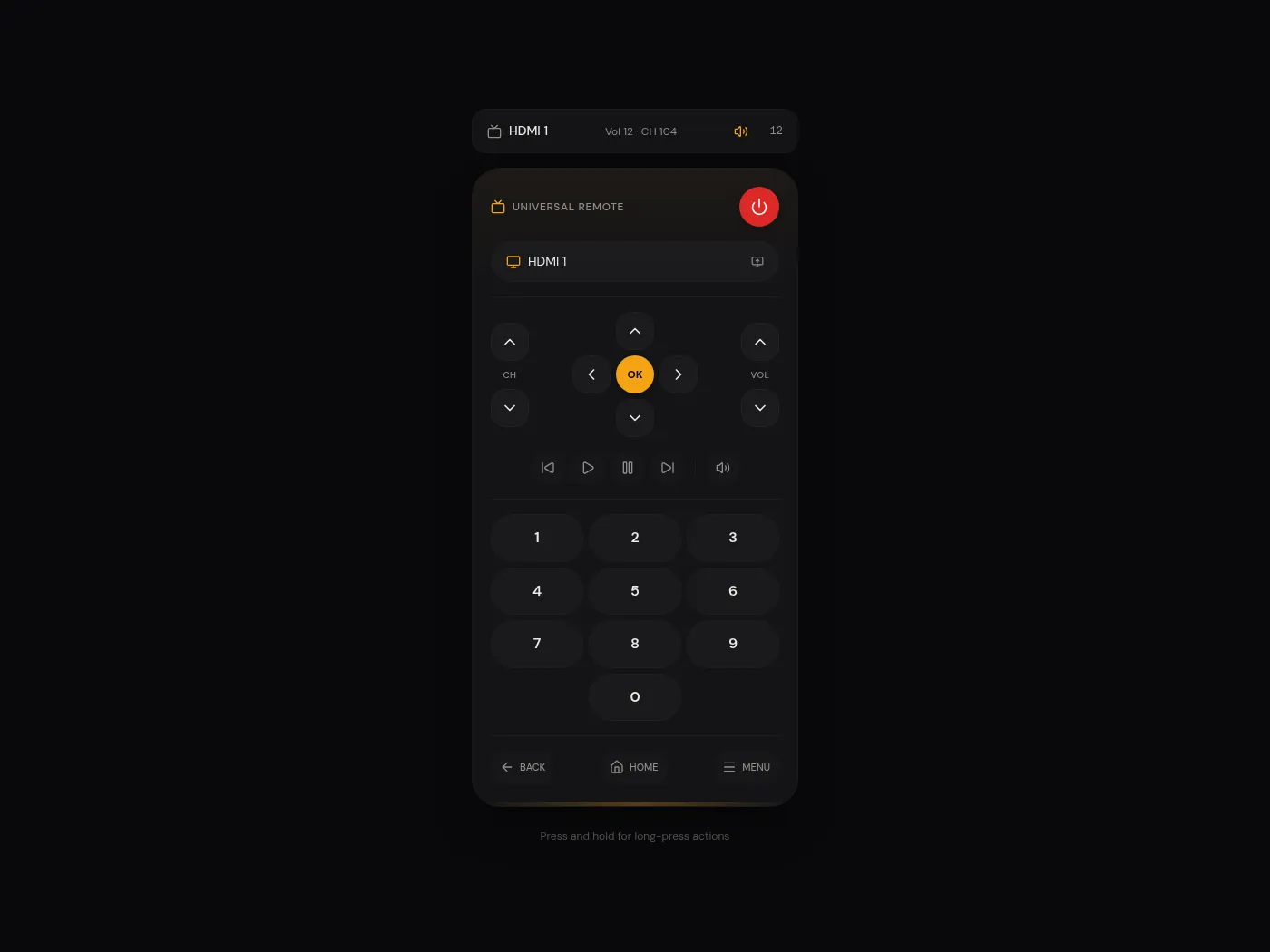 Universal TV Remote UI