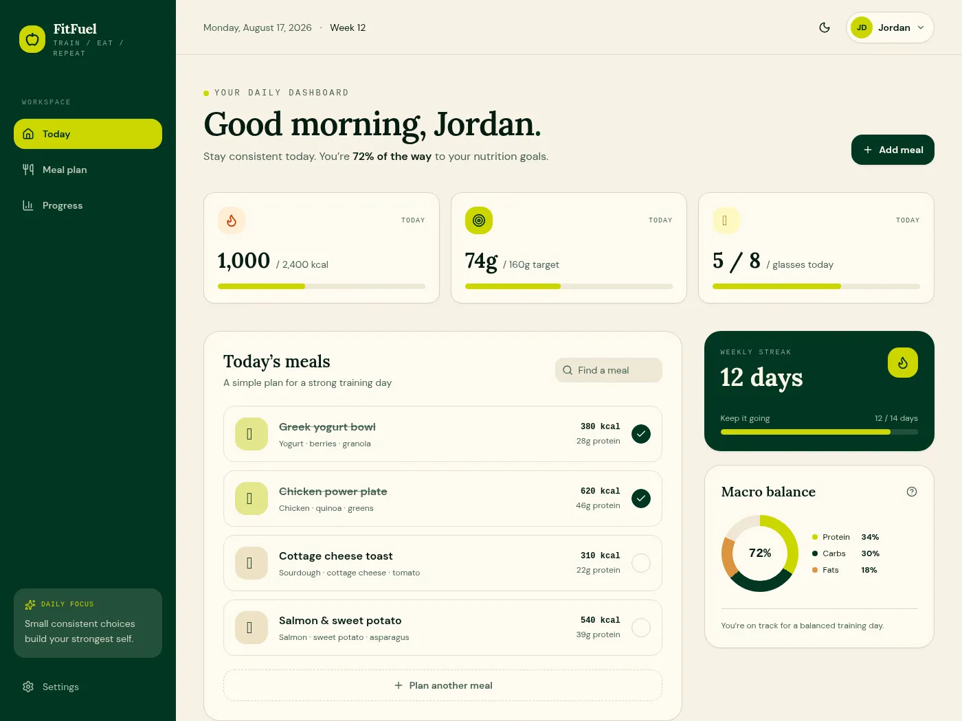 FitFuel Diet Tracker